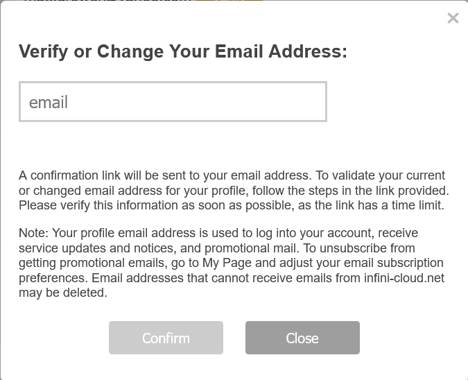 How to Verify or Change Your Email Address|InfiniCLOUD | All-In-One ...