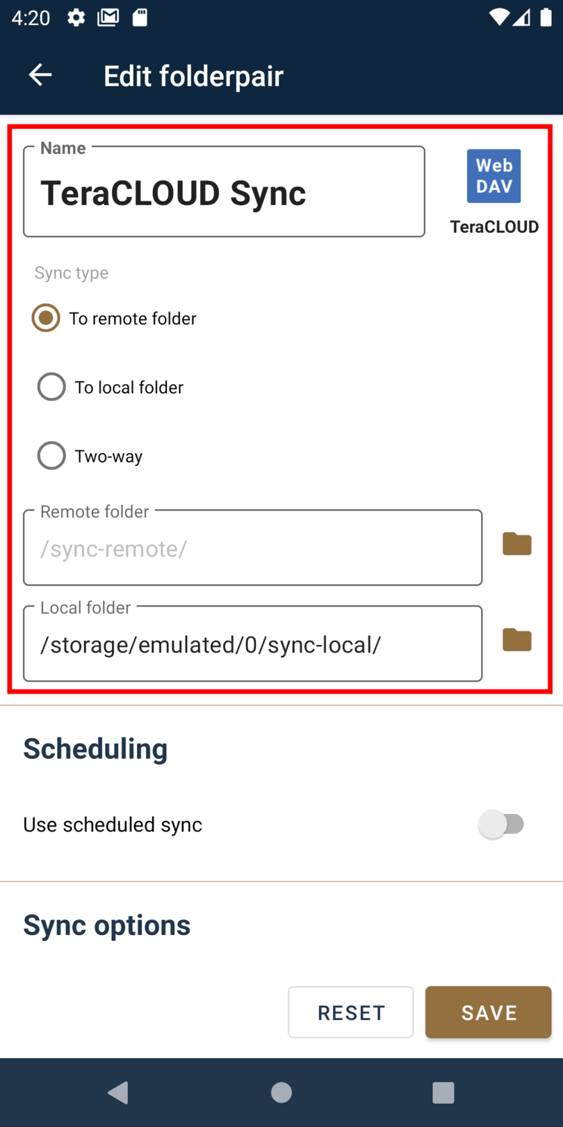 Using FolderSync with InfiniCLOUD|InfiniCLOUD