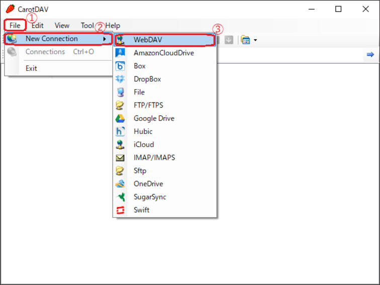 CarotDAVでWebDAV接続する|InfiniCLOUD